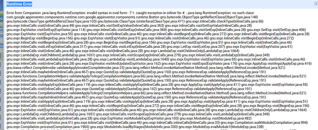 Error from Companion: invoke: no method named `AppName' in class edu.mit.appinventor ...