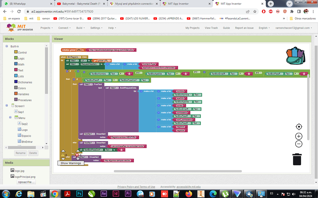 Mysql and phpAdmin connection - MIT App Inventor Help - MIT App ...