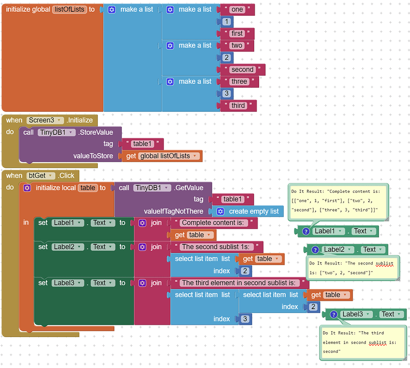 How can call a sublist of a list using tinydb? - MIT App Inventor Help ... How can call a sublist of a list using tinydb? - MIT App Inventor Help ...