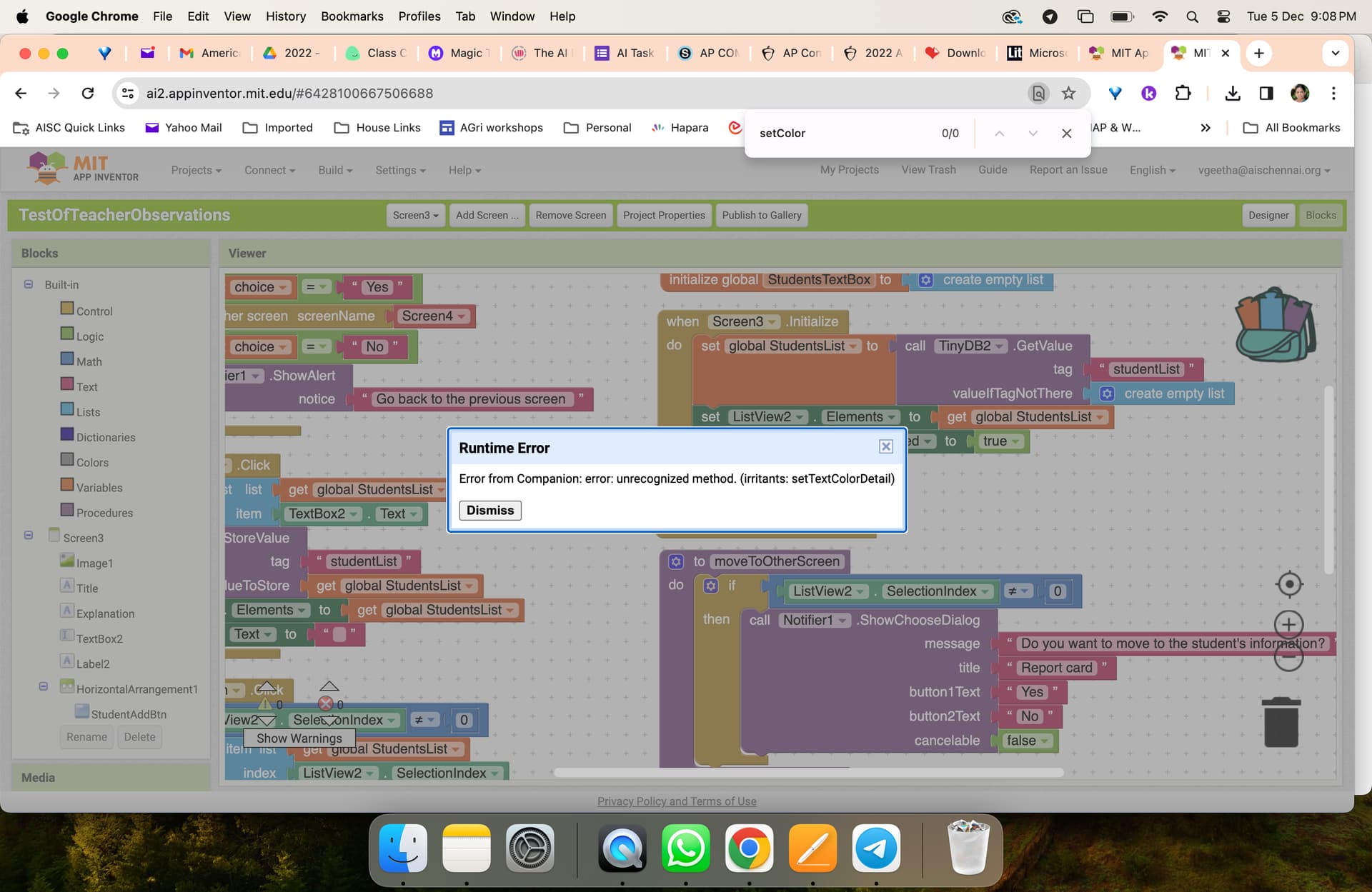 In Screen 3 there is a problem - App Inventor for iOS - MIT App ...