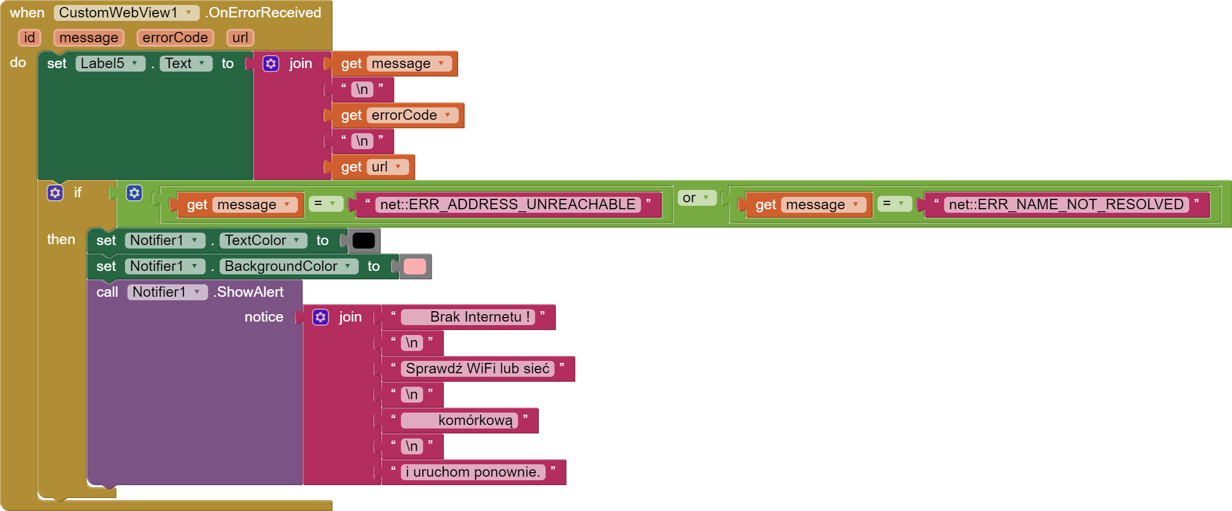 Error handling with CustomWebView (Obsługa błędu i CustomWebView) - MIT ...