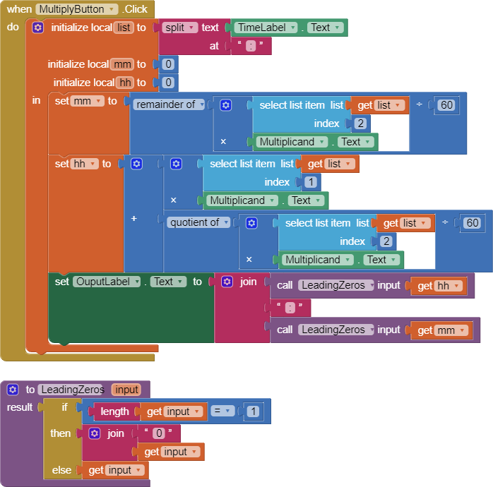 Multiplicar horas y minutos hh:mm - MIT App Inventor Help - MIT App ...