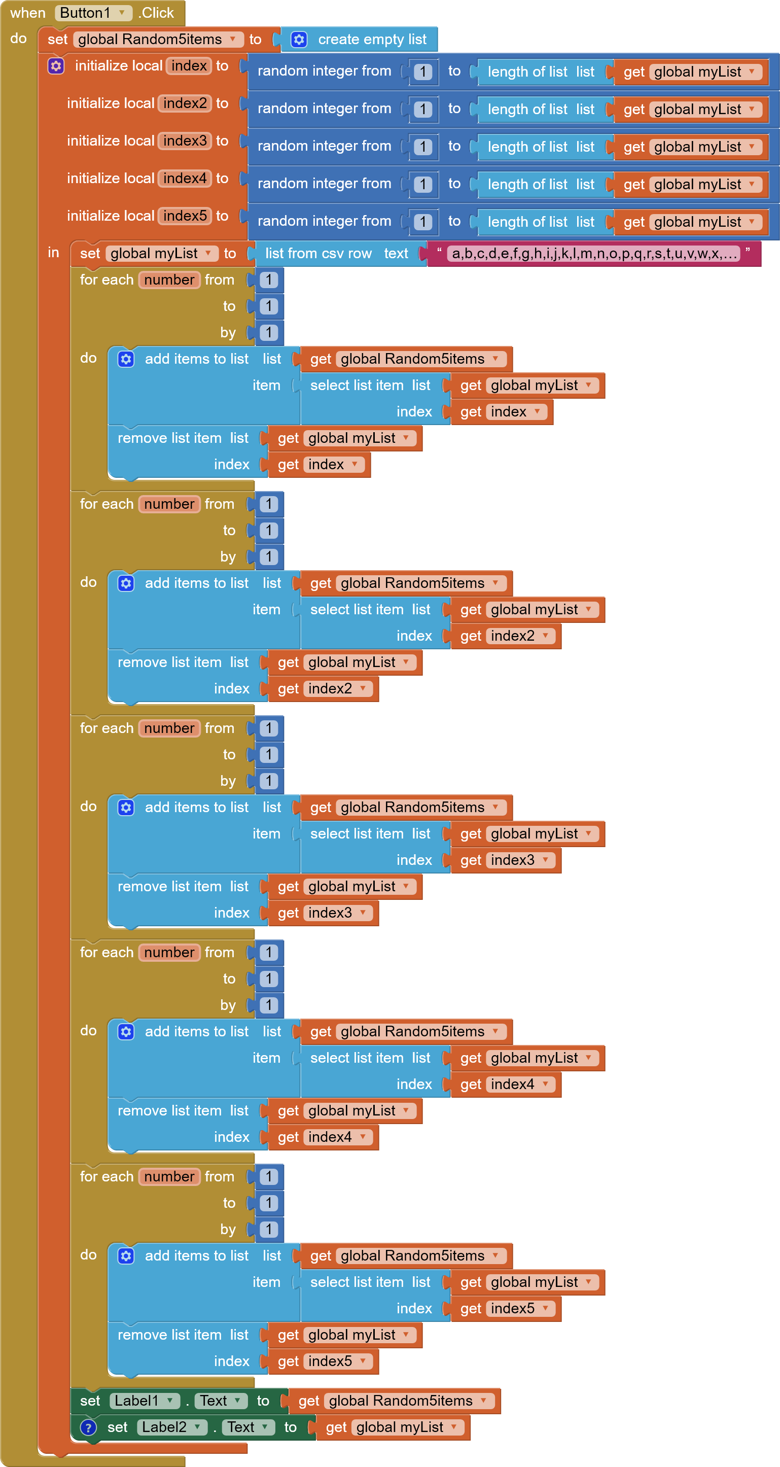 Random Item Without Duplicate Mit App Inventor Help Mit App