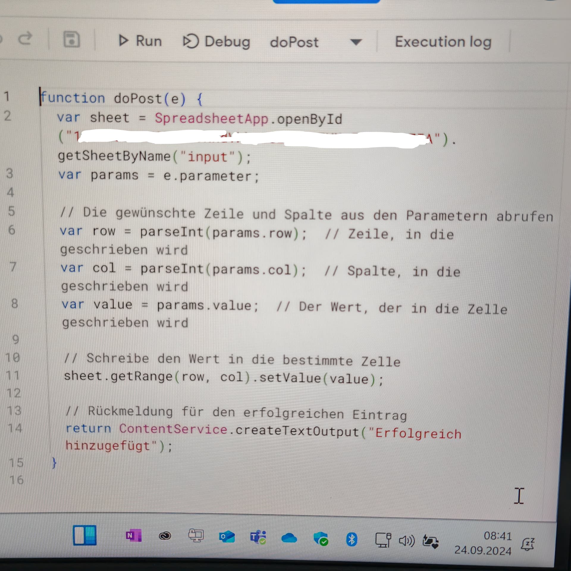 Sending Data To A Specific Cell In Google Sheets MIT App Inventor