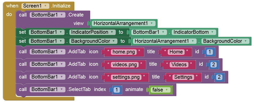 How do you create an horizontal arrangement (navigation bar) like this ...
