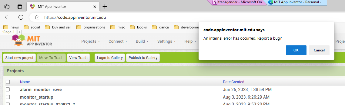 Internal error on startup - Bugs and Other Issues - MIT App Inventor Community