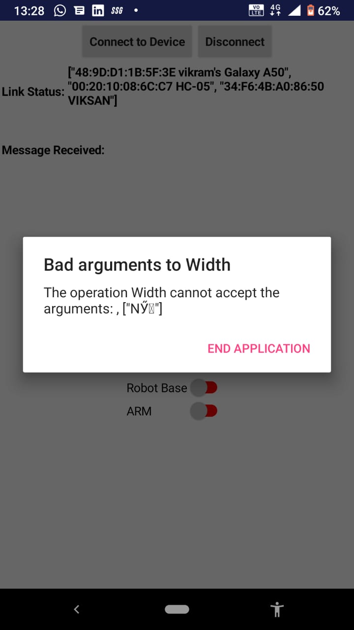Unable To Receive Proper Communication From The App To Arduino Mit