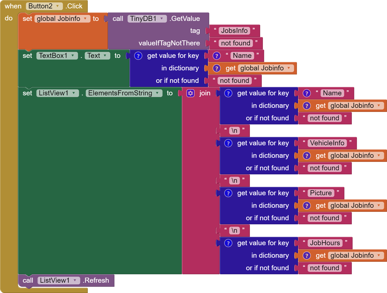 Save And Display All Records In A Dictionary ion MIT App