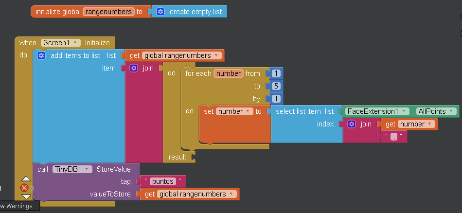Help About Adding A Range Of Numbers To List Using Index And Store In A Tinydb Mit App
