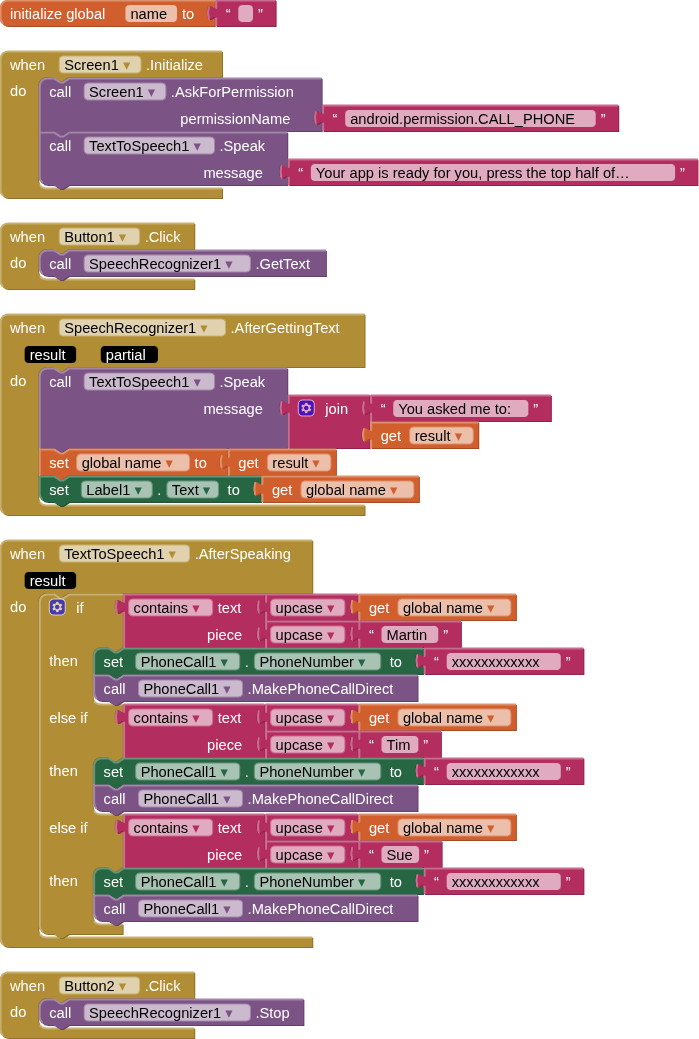 Newbie Speech Issue (select number to call with SpeechRecognizer and ...