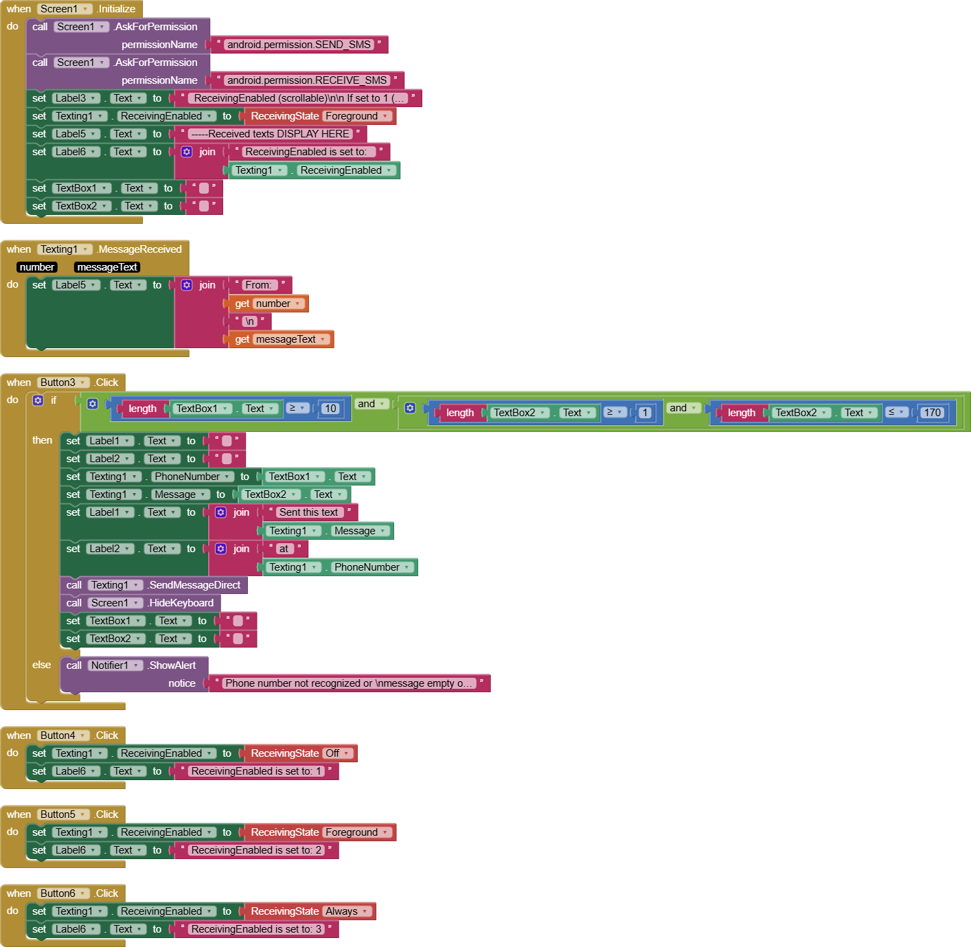 Receiving And Sending A Simple Sms Mit App Inventor Help Mit App Inventor Community