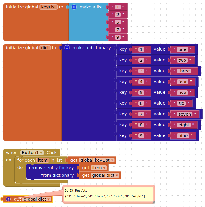 How Do I Delete A List Of Keys From A Dictionary MIT App Inventor