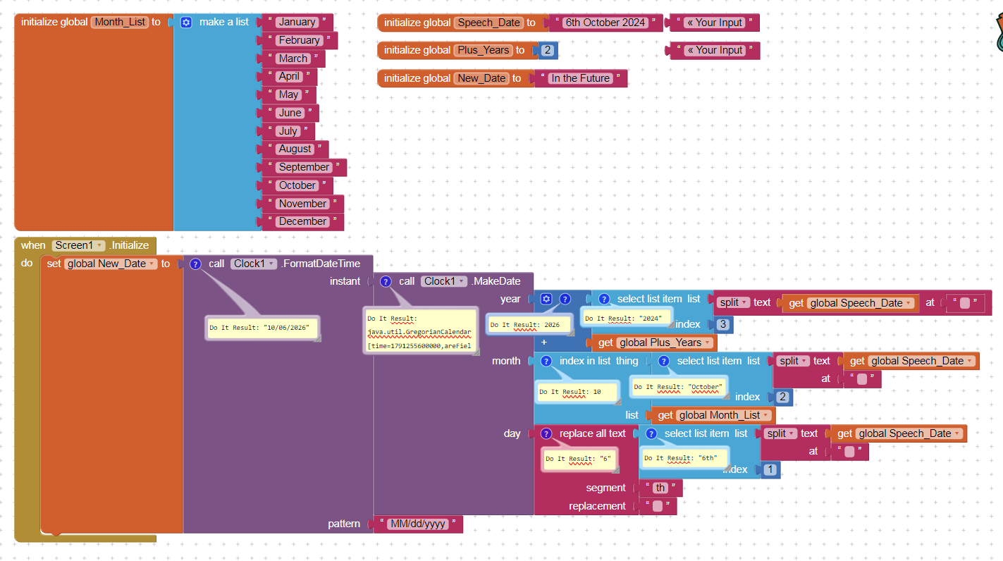 Speech Recognition Call Date And Calculate Offset Mit App Inventor Help Mit App Inventor