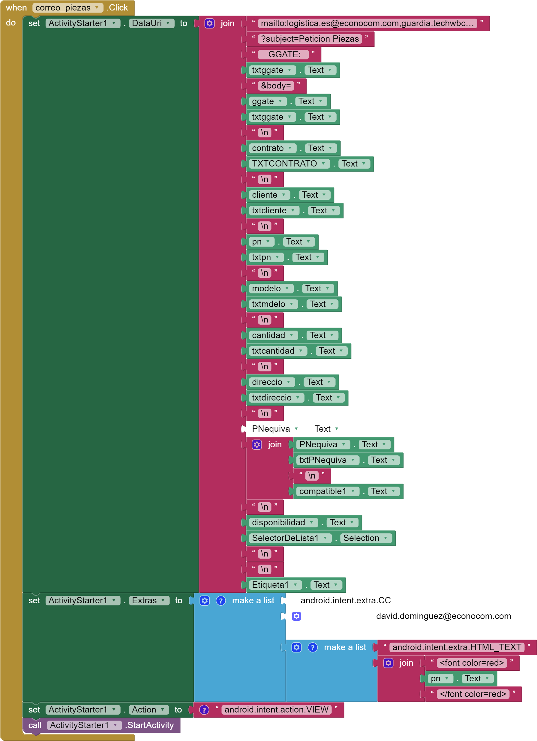 How Do I Use Activitystarterextras In This Case Mit App Inventor Help Mit App Inventor