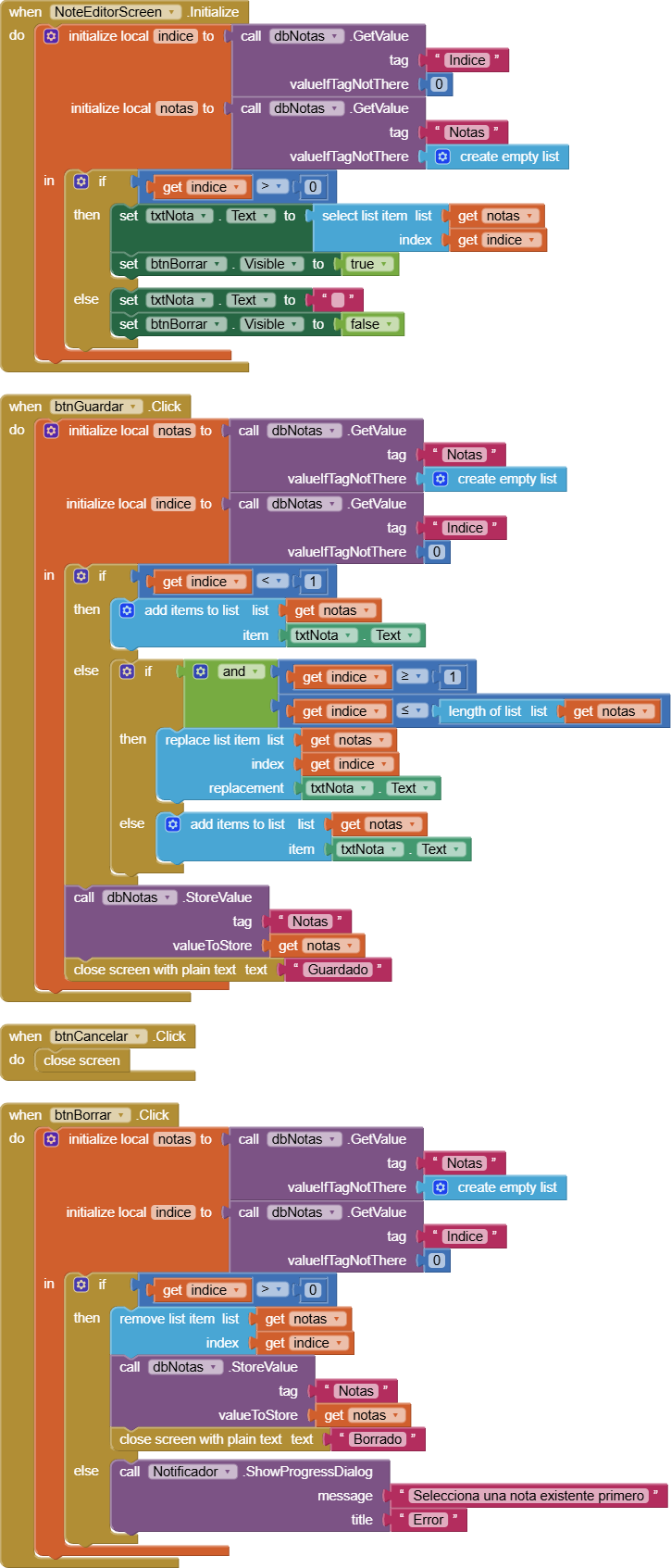 I'm trying to create an application to create notes - MIT App Inventor ...