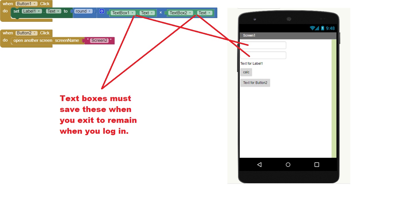 How do I store the values entered in the text box? Save the values after exiting. Maybe TinyDB ...