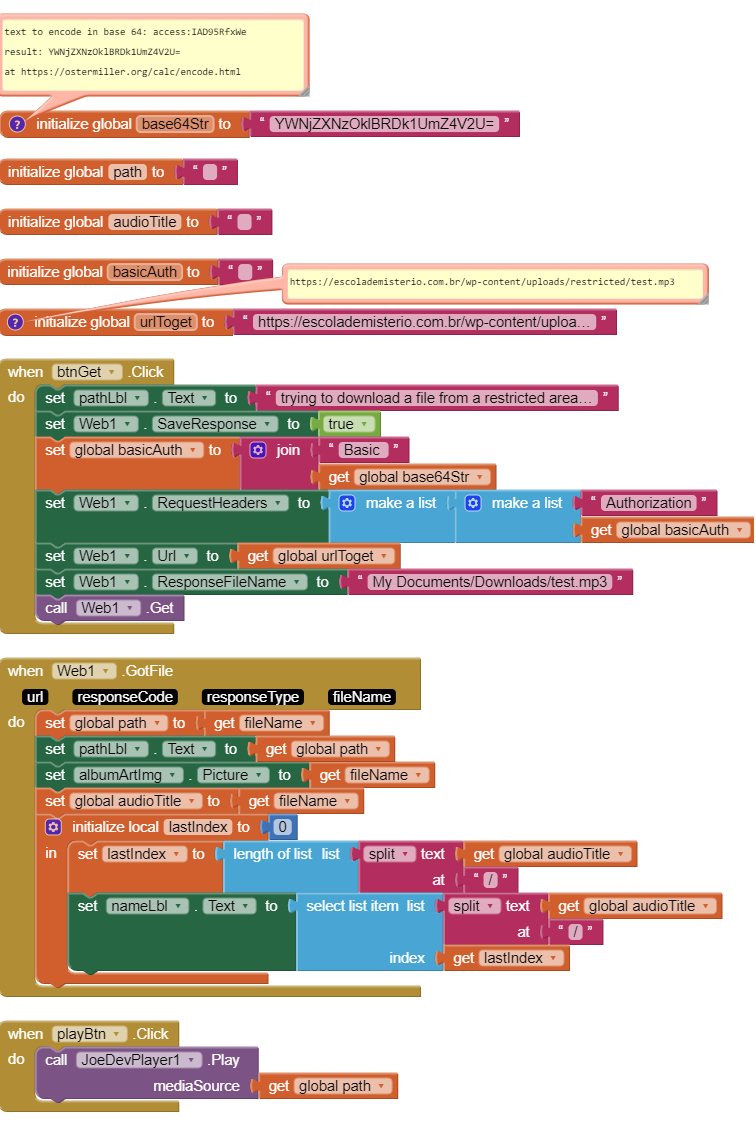 Streaming audio from a url in protected server folder - #41 by Patryk_F - MIT App Inventor Help ...